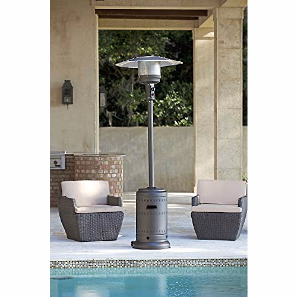 Fire Sense 46,000 BTU Gray Stainless Steel Commercial Patio Heater