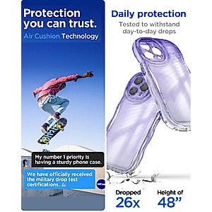 AICase iPhone 14 Pro Max Case Curly Wave Frame Cute Design with Full Camera Lens Protection,Aesthetic Kawaii Slim TPU Bumper Luxury Plated Shockproof Protective Transparent for Women Girls Men_5