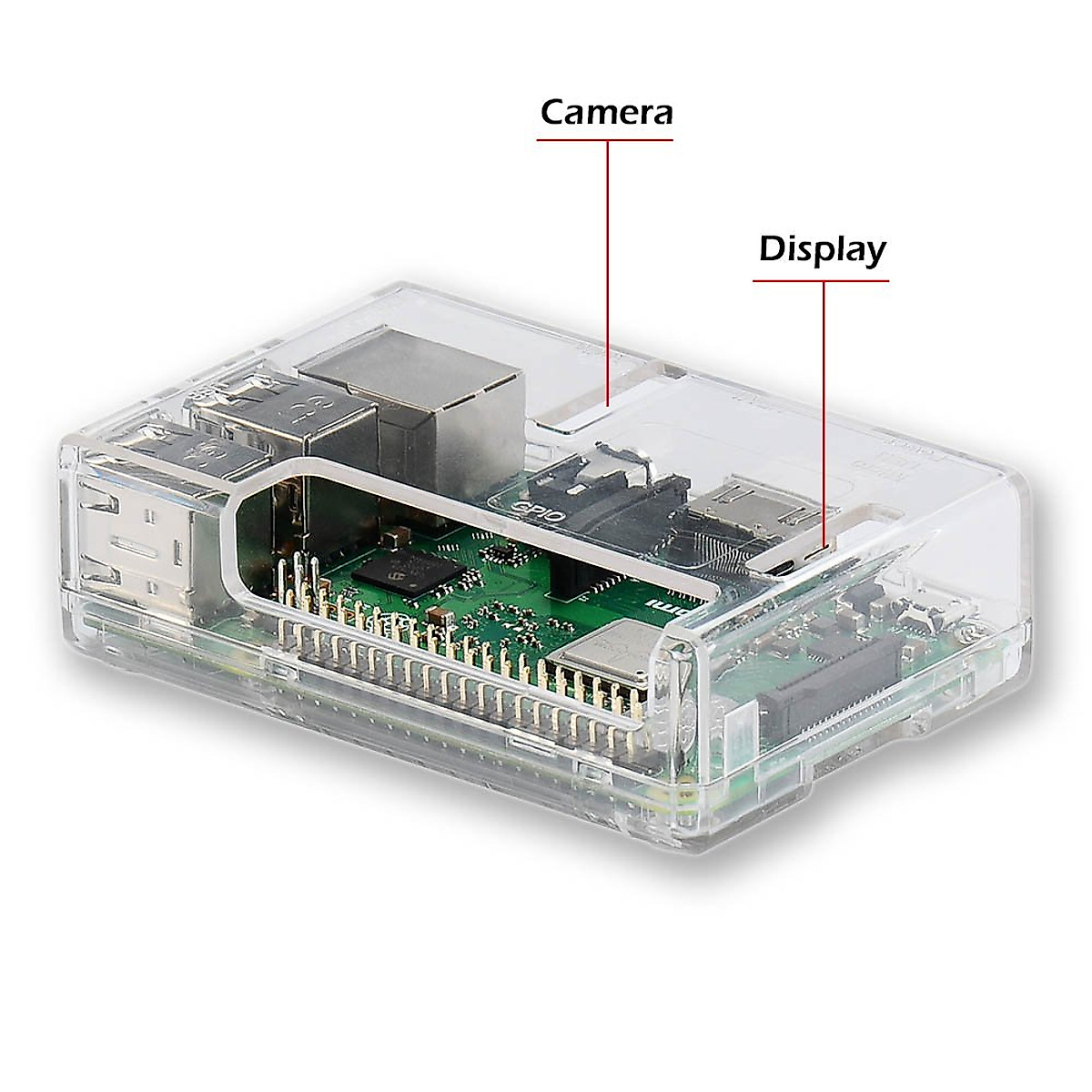 Raspberry Pi 3 b+ Case, iUniker Raspberry Pi 3 Model B+ Transparent Case with Raspberry Pi Heatsink for Raspberry Pi 3B+, 3B - Access to all ports (Clear)