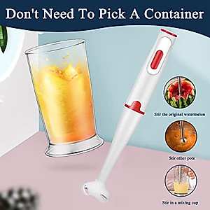 TIKABABA Electric Hand Immersion Blender with 400W Turbo Mode,mixing Smoothies,Purees,Soups,Sauces by 2 Stainless Steel Blades(Red)