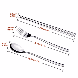 IQCWOOD Spoons and Forks Set, Flatware Set, 3 Pair Forks and Spoons Silverware Korean Utensil Set, Stainless Steel Korean Chopsticks Spoons and Fork Set, Dinnerware Portable Utensils for Home