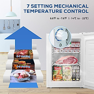 Kismile Compact Upright Freezer with Reversible Single Door,Removable Shelves Mini Freezer with Adjustable Thermostat for Home/Kitchen/Office (2.1 Cu.ft, White)