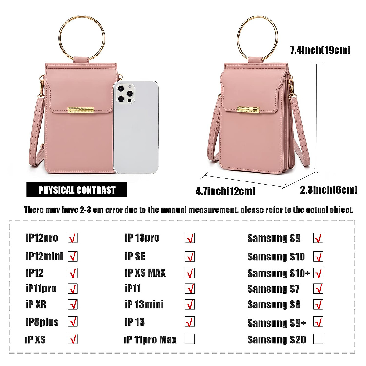 myfriday Lightweight Crossbody Phone Bag for Women, Small Shoulder Bag Cell Phone Wallet Purses and Handbags with 14 Credit Card Slots