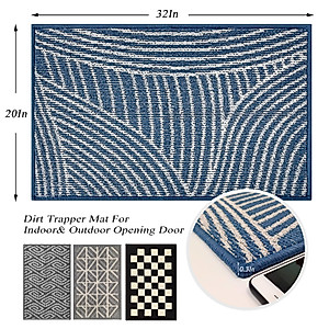 NIUKEALO Indoor Door Mat, Non-Slip Absorbent Entryway Rug Resist Dirt Low-Profile Floor Mats for Home, Entrance, Garage, Patio(Blue)