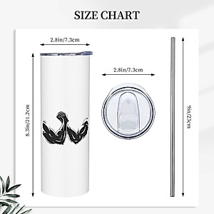 LIICHEES Black Silhouette Muscle Arm Wrestling Fighting Stainless Steel Vacuum Insulated Tumbler 20oz Coffee Cups Travel Mug Water Cup with Leak-Proof Flip Lid Metal Straw Cleaning Brush