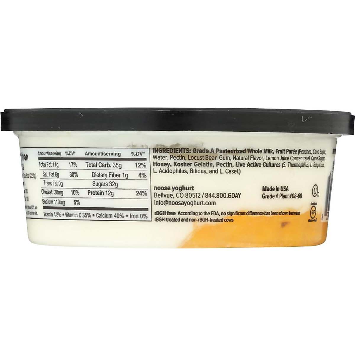 Noosa Gluten Free Peach Yoghurt 8 OZ (Pack of 12)