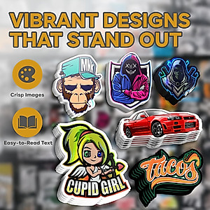 VulgrCo Custom Design Your Own Personalized Labels Stickers Decals Text Name Image Photo 120 Pack