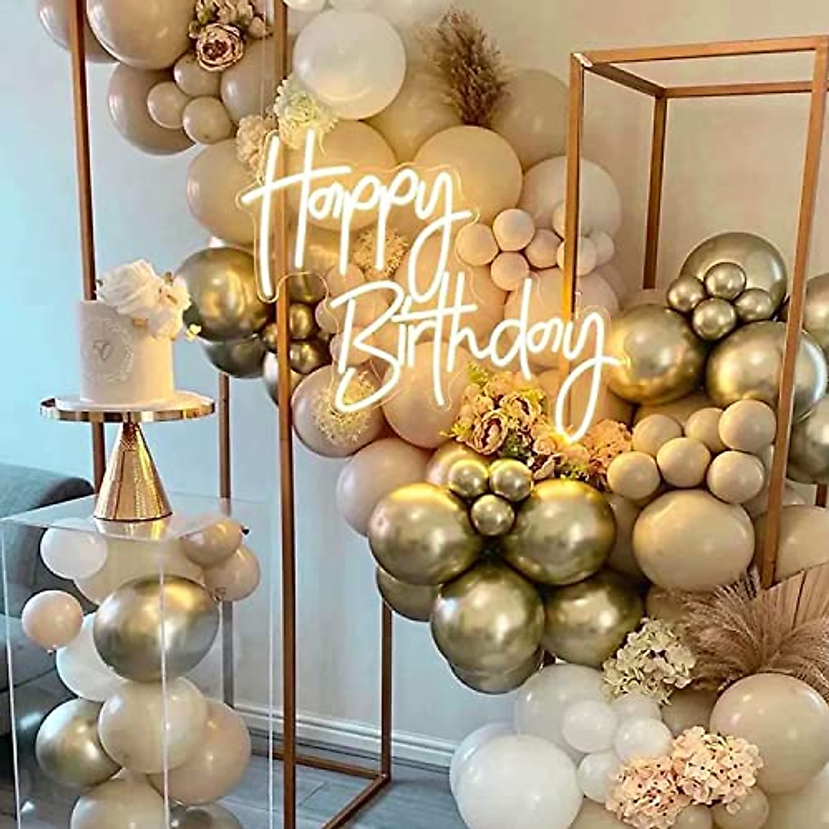 White Sand Balloon Garland Arch Kit 100 Pack 18/12/10/5 Inch Cream White Balloons Different Sizes Matte White Latex Party Balloon for Baby Shower Wedding Happy Birthday Party Decoration