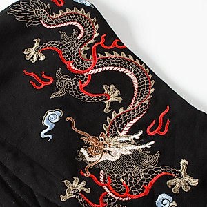 Niepce Inc Streetwear Men's Dragon Embroidered Heavyweight Graphic Hoodies (black-dragon, Large)