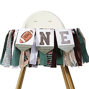 Football One High Chair Banner - Football 1st Birthday Party Decorations,Football First Highchair Banner,First Year Down Themed Decor,First Year Down Football Highchair Banner