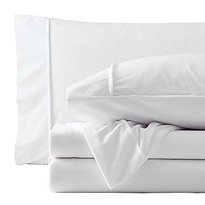 Flannel Sheets Warm and Cozy Deep Pocket Breathable All Season Bedding Set with Fitted, Flat and Pillowcases, Queen, White