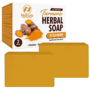 Turmeric Soap Bar for Face & Body - All Natural Turmeric Skin Soap - Turmeric Face Soap Reduces Acne, Brightens Scars & Cleanses Skin - 4 Oz Turmeric Bar Soap for All Skin Types Made in USA 2 Pack
