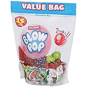 Charms Blow Pops, Assorted Flavors, 45 Count - 29.25 Ounce Bag (Packaging may vary)