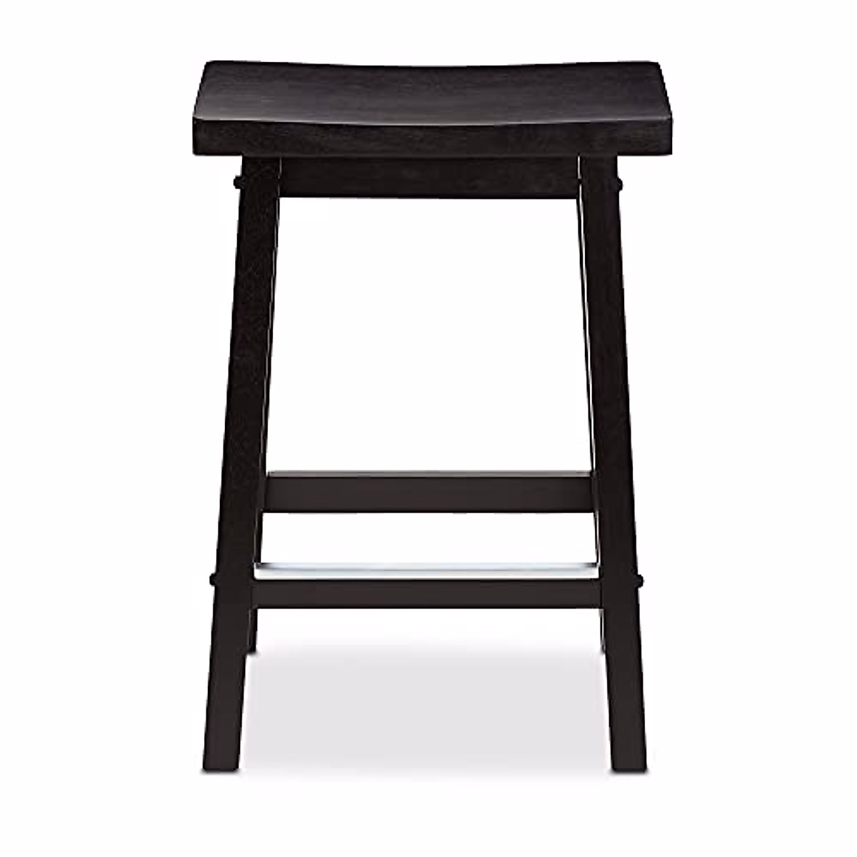 Amazon Basics Solid Wood Saddle-Seat Kitchen Counter-Height Stool - 2-Pack, 24-Inch Height, Black