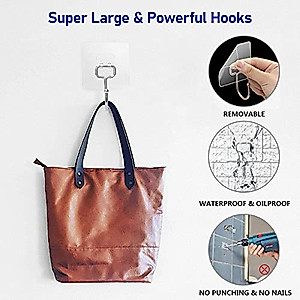 Adhesive Hooks Kitchen Wall Hooks-Transparent Reusable Seamless Hooks,Waterproof and Oilproof, high and Low Temperature Resistance,Bathroom Kitchen Heavy Duty Self Adhesive Hooks,Rustproof,10 Pack