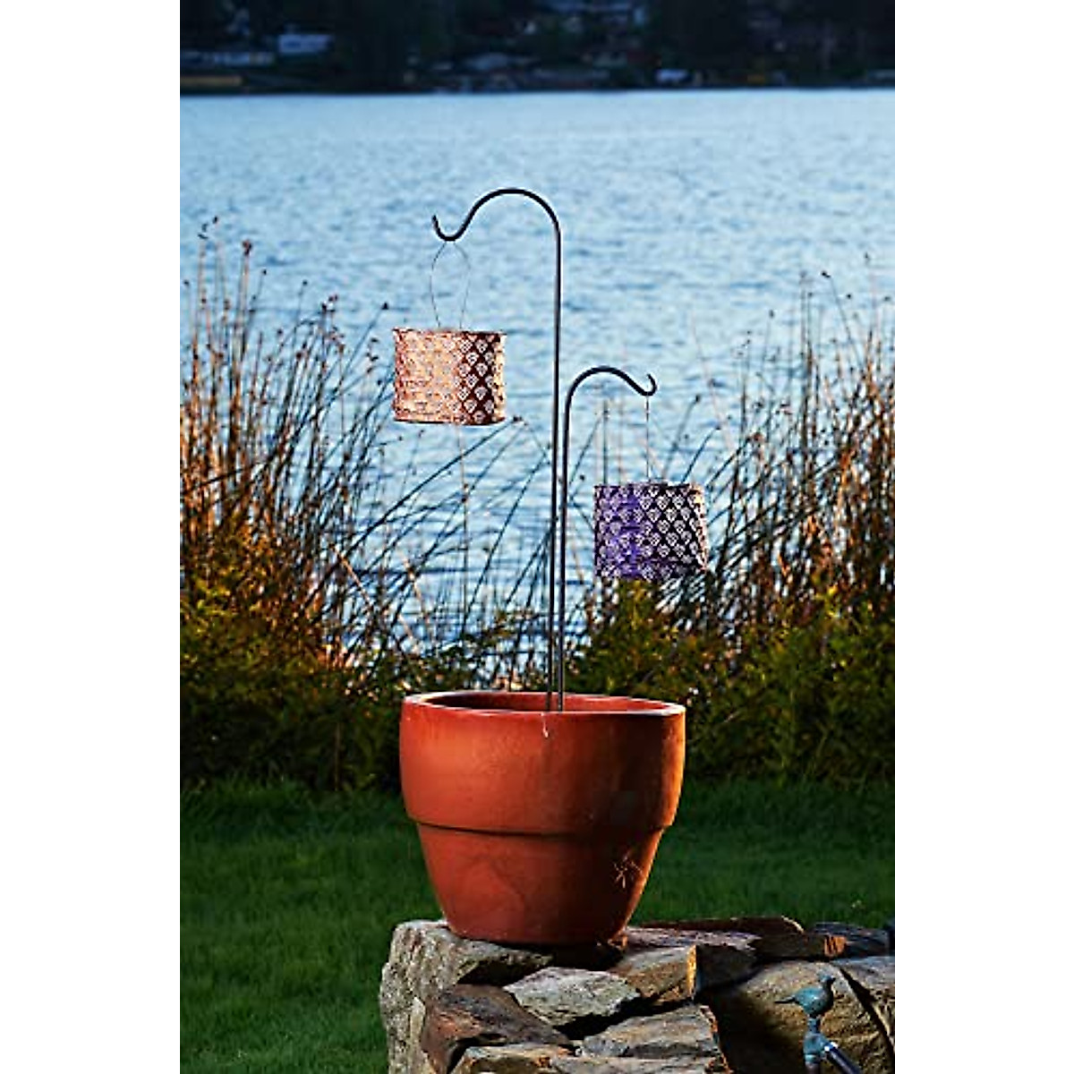 Allsop Home and Garden Soji Stella Drum LED Outdoor Solar Lantern, Handmade with Weather-Resistant Fabric for Patio or Garden, Color (Copper)