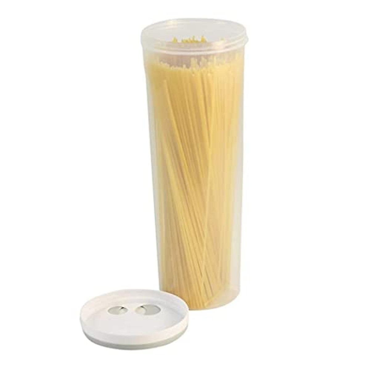 Eioflia Pasta Container Plastic Cereal Storage Dry Food Dispenser Tank with Rotating Lid for Grain Noodles