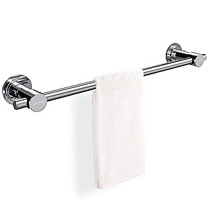 BOPai 24 inch Vacuum Suction Cup Towel Bar,Removeable Shower Mat Rod Shower Door Adhesive Towel Bar Suction Towel Rack,Premium Chrome