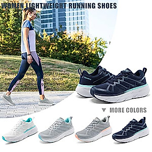 STQ Orthopedic Shoes, Plantar Fasciitis Shoes for Women, Arch Support Fashion Sneaker with Lace Up Design, Comfortable Walking Shoes for Heel and Foot Pain Relief Navy Teal Size 7.5