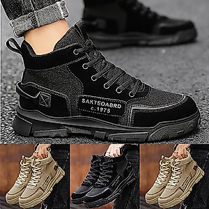 JUMESGU Deals of The Day Lightning Deals Men's Fashion High Tube Embroidery Retro Leather Boots Men's Wide-head Western Cowboy Boots Middle Tube Thick Boots Todays Deals