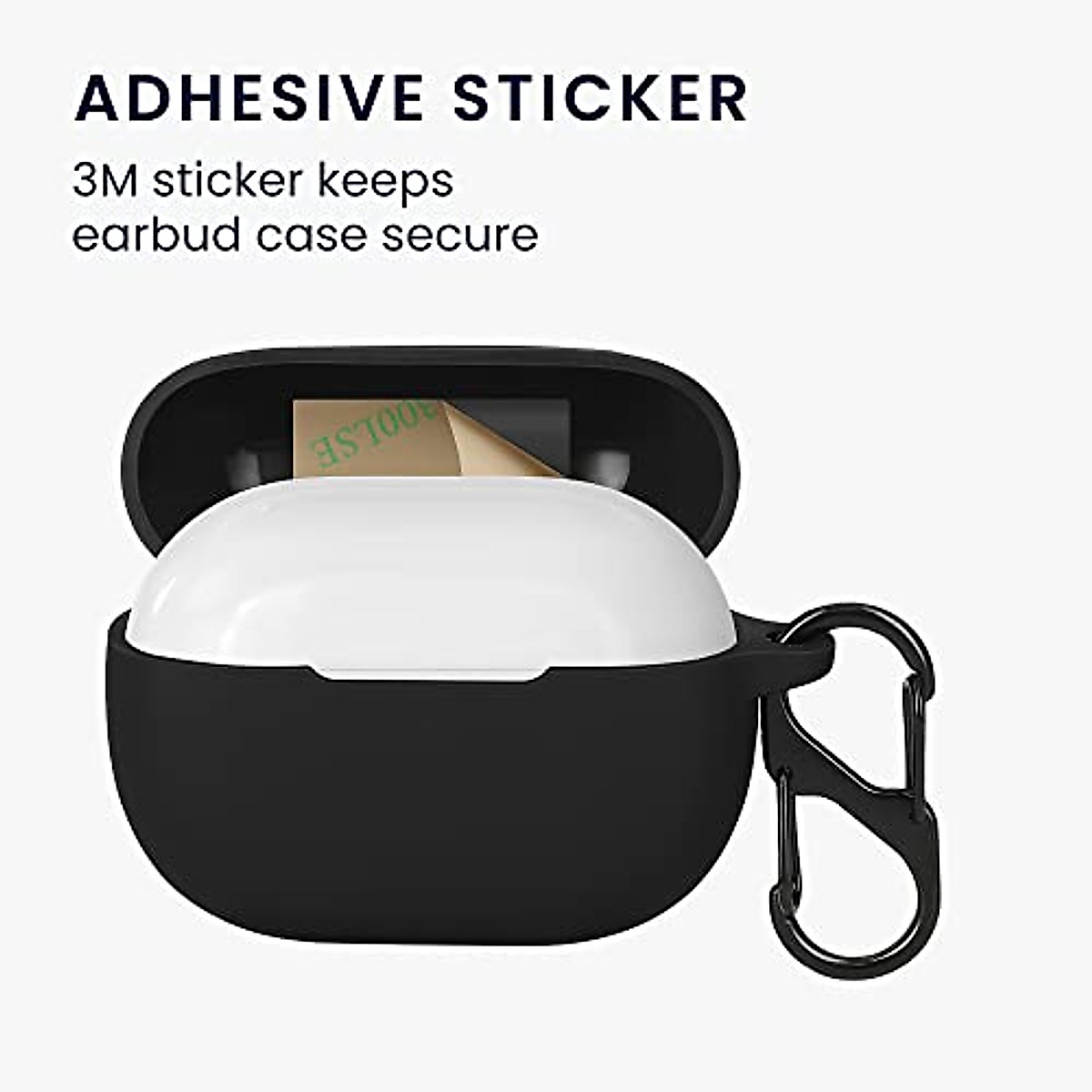 kwmobile Silicone Cover Compatible with Xiaomi Redmi Buds 4 Pro - Case Cover Stick-On Skin with Clip - Black