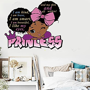 Wall Decals for Girls Bedroom, Black Girl Magic Inspirational Quote Wall Decal, Pink Room Decor African American Wall Sticker for Nursery Playroom Bedroom Living Room Wall Decor
