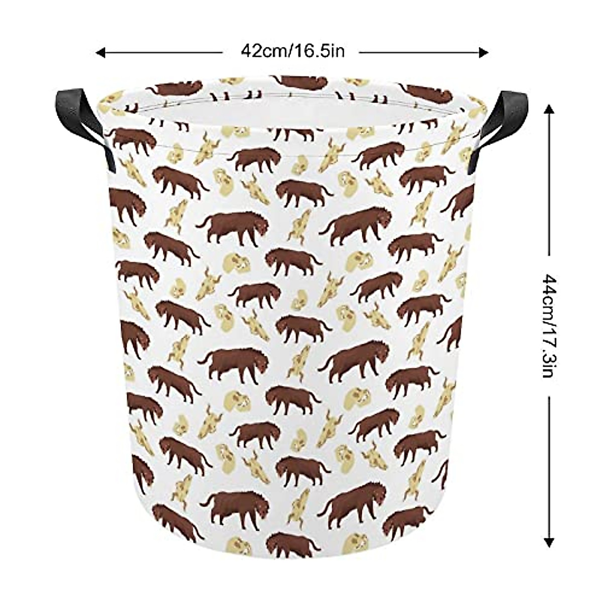 Cartoon Tiger and Skulls Oxford Cloth Laundry Basket with Handles Storage Basket for Toy Organizer Kids Room Nursery Hamper Bathroom