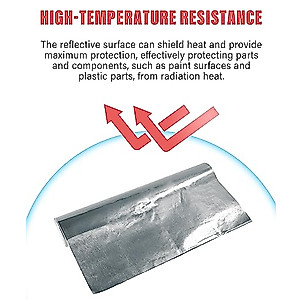 YAKEFLY 12“x24” Aluminized Heat Shield Mat,Aluminized Heat Shield Adhesive Backed Heat Barrier Insulation Wrap,Adhesive Backed Aluminized Fiberglass Heat Shielding Mat for Car (Silver)