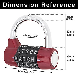 HOJLKLD Gym Locker Lock 5 Letter Word Lock Safety Padlock Combination Lock for School Gym Locker,Sports Locker,Fence,Toolbox,Case,Hasp Storage (Red)