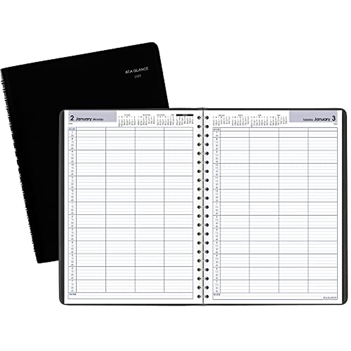 AT-A-GLANCE 2023 Daily Four Person Appointment Book, DayMinder, Quarter-Hourly Appointment Book, 8" x 11", Large, Black (G56000)