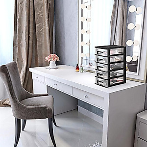 DOITOOL Five- Layer Storage Drawers - Small Portable Plastic Drawers Organizer - Transparent Multifunction Plastic Drawers for Home Office Bedroom（12.34X8.29X5.97in)