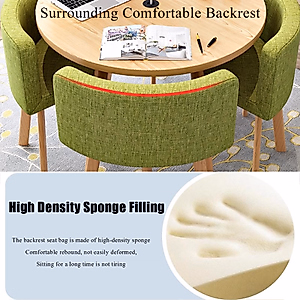 HM&DX Round Dining Table Set with 4 Chair, Small Office Conference Room Tables and Chairs,Modern Leisur Dining Room Furniture for Kitchen Lounge Living Room(80cm(31.5"), Blue)