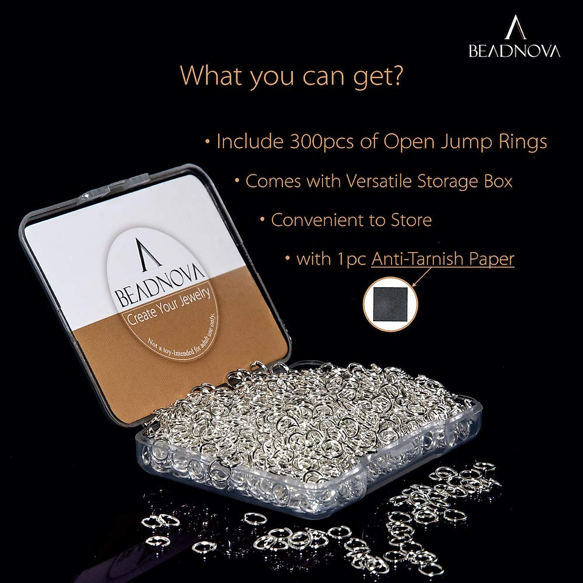BEADNOVA 5mm Jump Rings for Jewelry Making Silver Open Jump Rings for Earrings and Keychains (300Pcs)