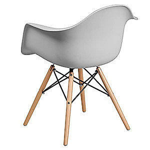 Flash Furniture 2 Pack Alonza Series White Plastic Chair with Wooden Legs