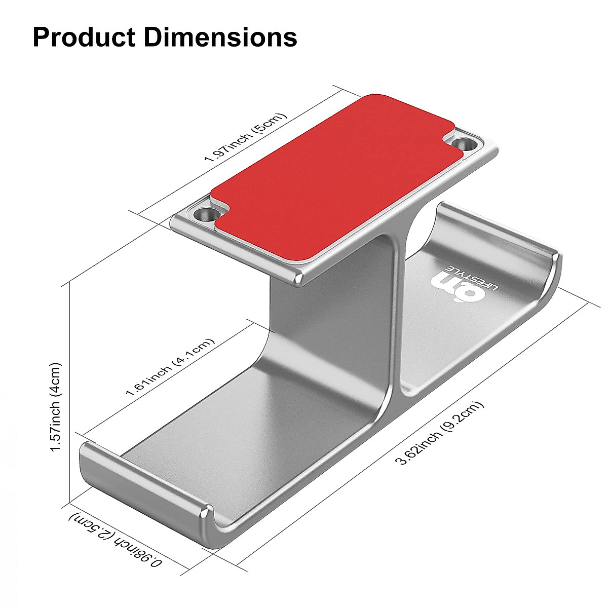 6amLifestyle Headphone Hanger Stand Under Desk Aluminum Headphone Hook Holder with Powerful Adhesive & Screws Widely Used for PC Gaming DJ Headphones, Gray - GY701