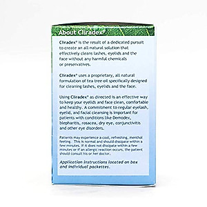 Cliradex Towelettes - Natural Face, Eyelash & Eyelid Cleanser - Wipes for Demodex, Blepharitis, Mgd and Red Irritated Eye Lid - Tea Tree Oil Extract.