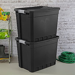 Sterilite Storage System Solution with 27 Gallon Heavy Duty Stackable Storage Box Container Totes with Grey Latching Lid for Home Organization, 4 Pack