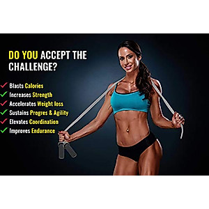 Weighted Jump Rope - (1LB) Solid PVC for Crossfit and Boxing - Heavy Jump Rope with Memory Non-Slip Cushioned Foam Grip Handles for Fitness Workouts Endurance and Strength Training