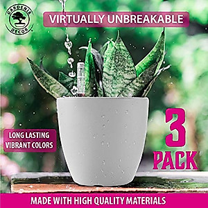 GARDENIX DECOR 7'' Self Watering planters for Indoor Plants - Flower Pot with Water Level Indicator for Plants, Grow Tracking Tool - Self Watering Planter Plant Pot - Coco Coir - White 3 Pack
