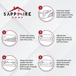 Sapphire Home 2-Piece Sofa and Loveseat Slipcovers, Couch and Loveseat Covers Set, Form fit Stretch, Wrinkle Free, Furniture Protector, Sofa Covers for Living Room, Polyester Spandex (Coffee)