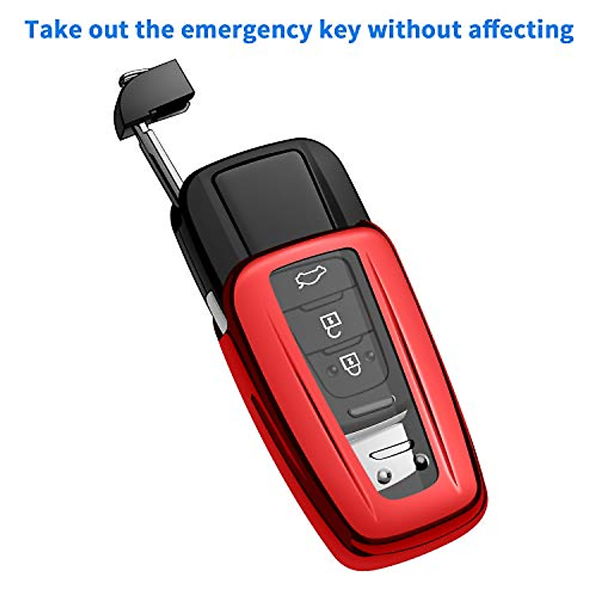 Compatible with Toyota Key Fob Cover with Keychain Soft TPU 360 Degree Protection Key Case for 2018-2022 Camry RAV4 Highlander Avalon C-HR Prius Corolla GT86 Smart Key (Red)