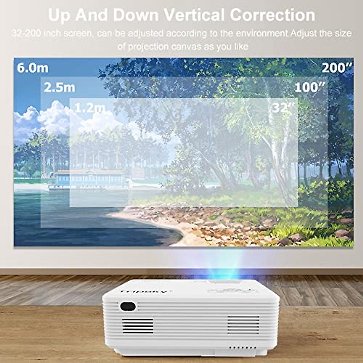 5G WiFi Bluetooth Projector Portable Video-Projector with 6000 Lumens 50000 Hours 1080P with TV Stick Smartphone HDMI USB AV, for Home Cinema & Outdoor Movies
