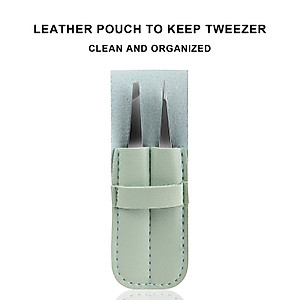 Precision Tweezers for Eyebrows-NLM Tweezers Set for Ingrown Hair Removal, Professional Brow Remover Tools for Women and Girls, Hair Plucking Daily Beauty Tool with Leather Case