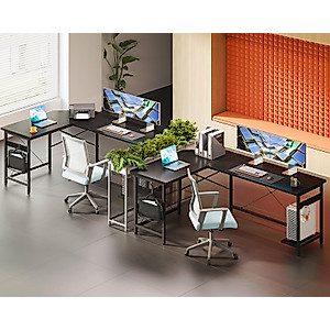 Coleshome 66" L Shaped Gaming Desk, Corner Computer Desk, Sturdy Home Office Computer Table, Writing Desk, Larger Gaming Desk Workstation, Black