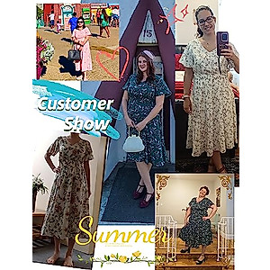 Chiffon Floral Summer Sun Beach Dresses for Women 2023 with V Neck Elastic Waist White Flower M