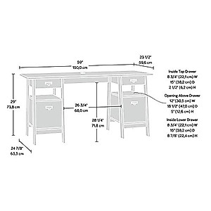 Sauder Trestle Executive Trestle Desk, Chalked Chestnut finish