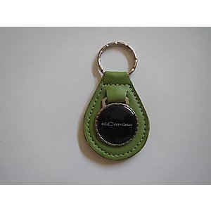 1959-1987 EL CAMINO SCRIPT LOGO EMBLEM LEATHER KEYCHAIN - GREEN