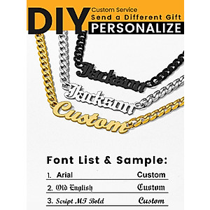 Custom Name Necklace for Men, Gold Nameplated Personalized Initial Name Choker Necklace with Curb Chain Personalized Jewelry Gift for Women