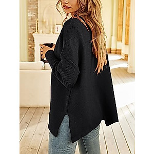 LILLUSORY Women's Mock Turtleneck Sweater Oversized Long Sleeve Casual Knit Pullover Tunic Tops Wear with Leggings Black XL