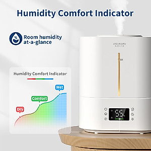 ASAKUKI Humidifiers for Bedroom Home, 4L Top Fill Ultrasonic Cool Mist Humidifiers for Baby Nursery & Plants Indoor, Adjustable Humidity Control, Auto Mode, Quiet Sleep Mode, Humidifier Tank Cleaner